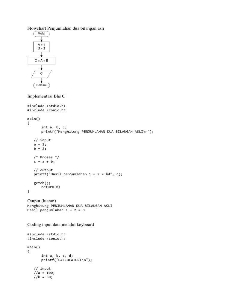 Flowchart Penjumlahan Dua Bilangan Asli | PDF