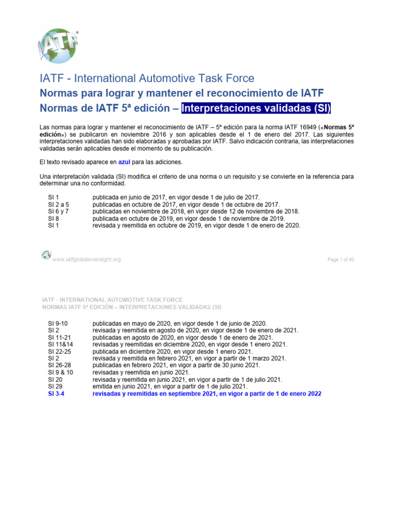 IATF-Rules-5th-Edition SI Sept 2021 SP | PDF | Auditoría | Contralor