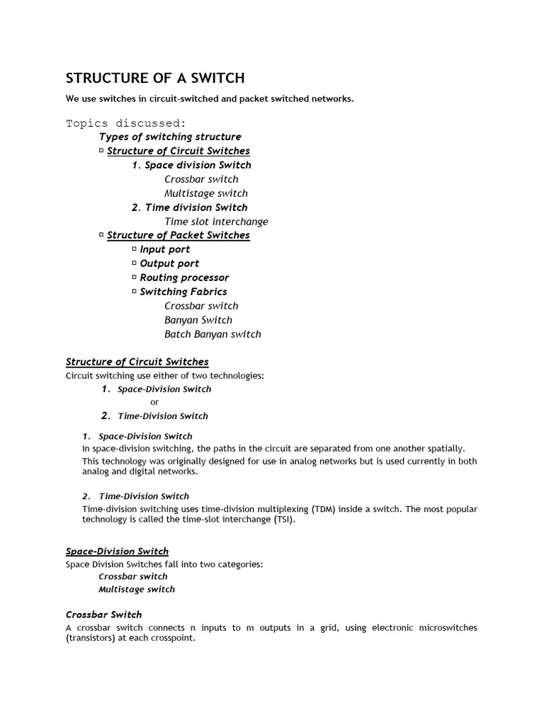 STRUCTURE OF A SWITCH | PDF
