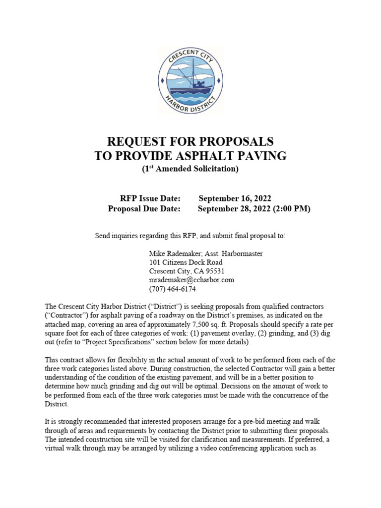 Paving RFP 2022.09.16.2 | PDF | Road Surface | Request For Proposal