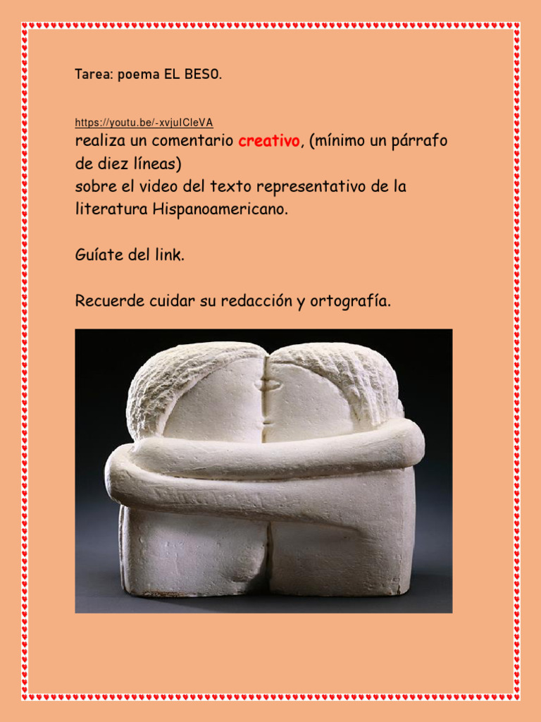 Tarea 3 b3 Literatura Hispanoamericana Poema El Beso 32 0 | PDF Tarea 3 b3 Literatura Hispanoamericana Poema El Beso 32 0 | PDF