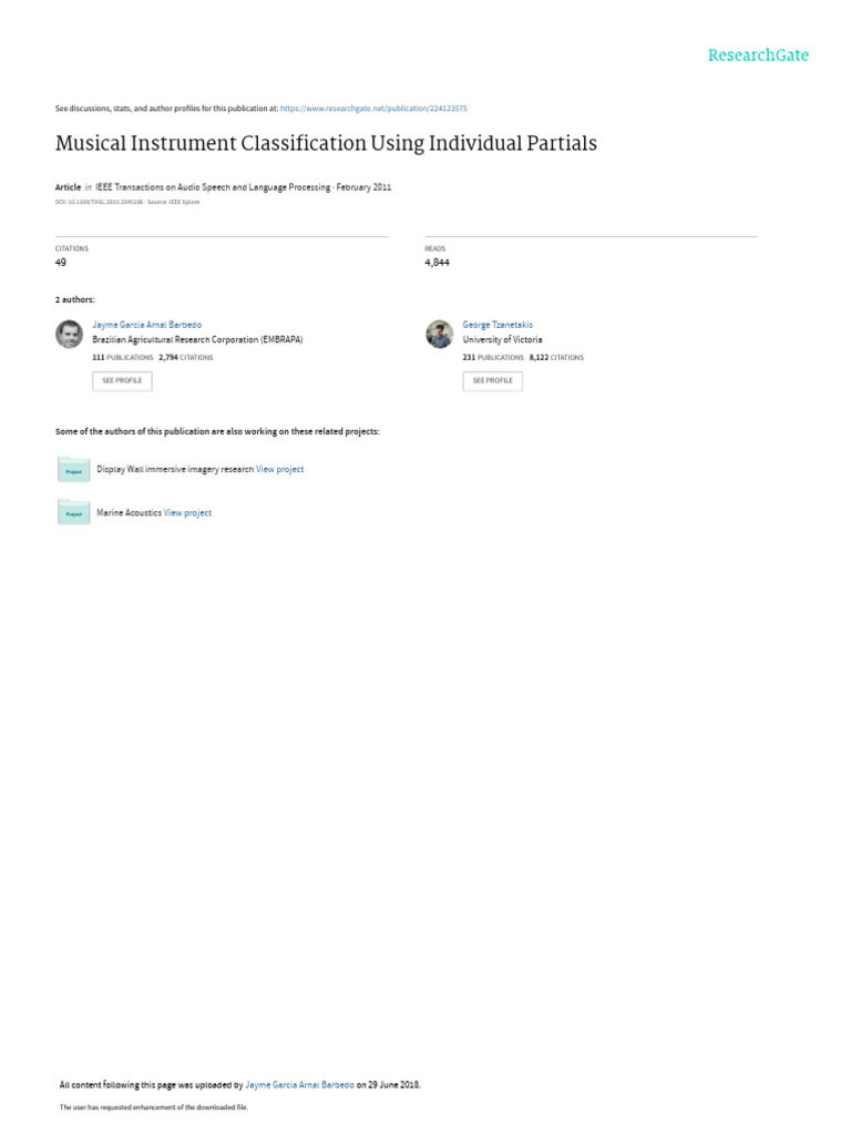 Musical Instrument Classification Using Individual | PDF | Discrete Fourier Transform | Support ...