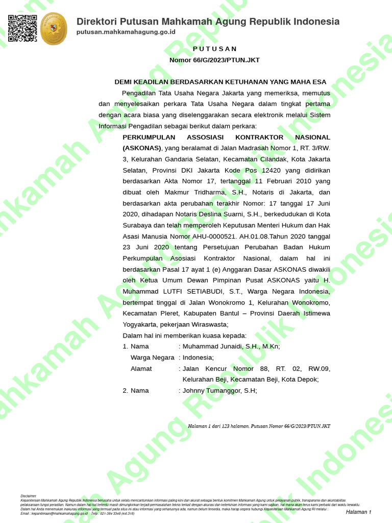 Putusan 66 G 2023 Ptun - JKT 20230831081705 | PDF