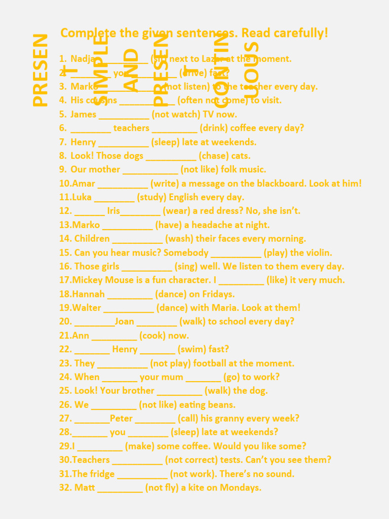 Present Simple And Present Continuous Grammar Drills Tests 140515 Pdf