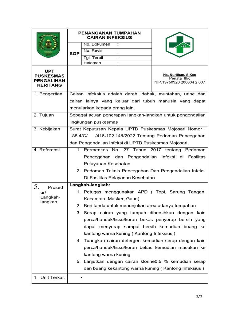 Sop Penanganan Tumpahan | PDF