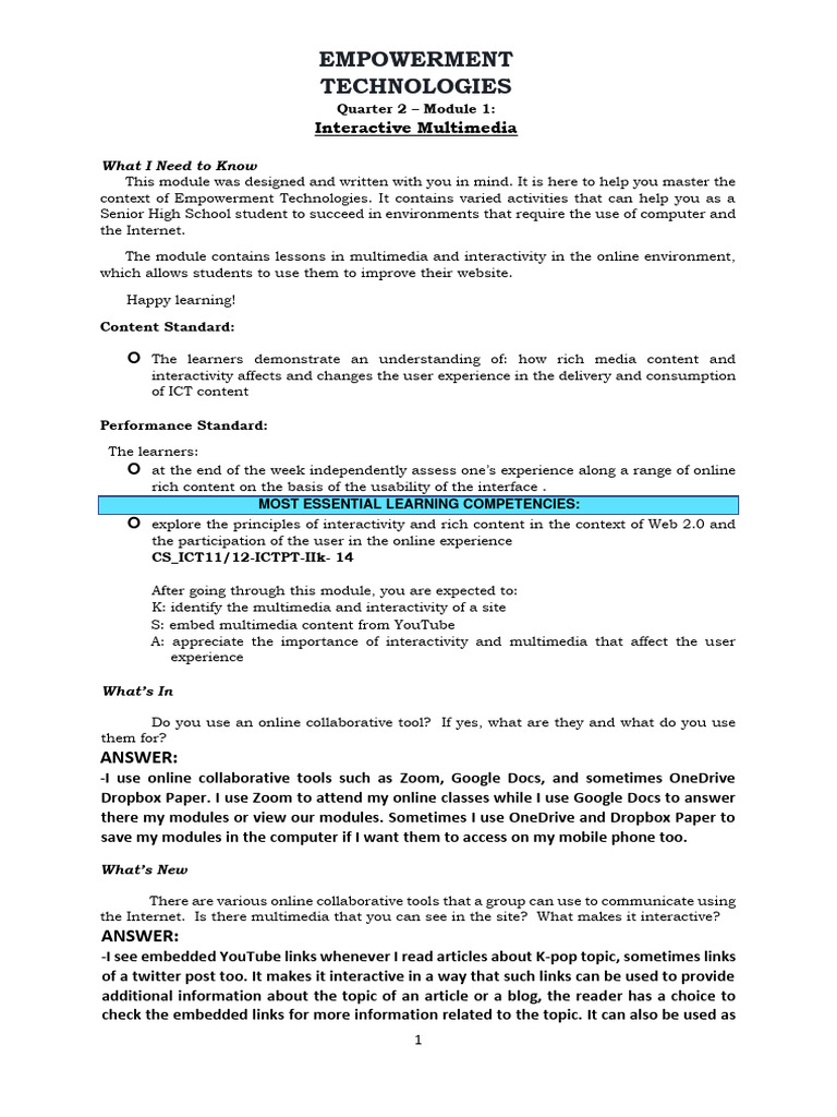 Empowerment Q2, Module1 | PDF