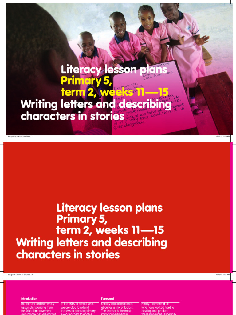 Enugu Literacy Primary 5 Weeks 11 15 Term 2 Lesson Plan | PDF