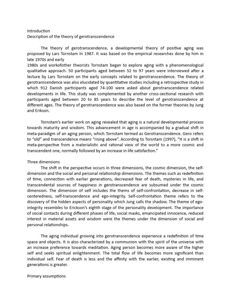 Gerotranscendence | PDF
