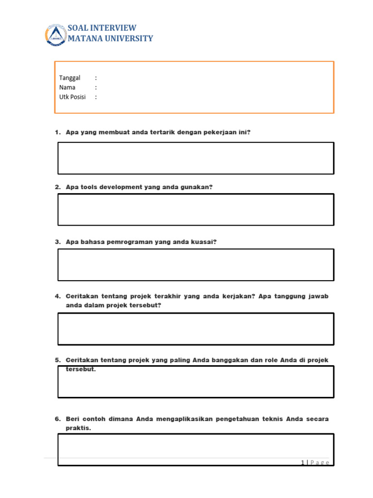 contoh soal utk interview IT Matana | PDF