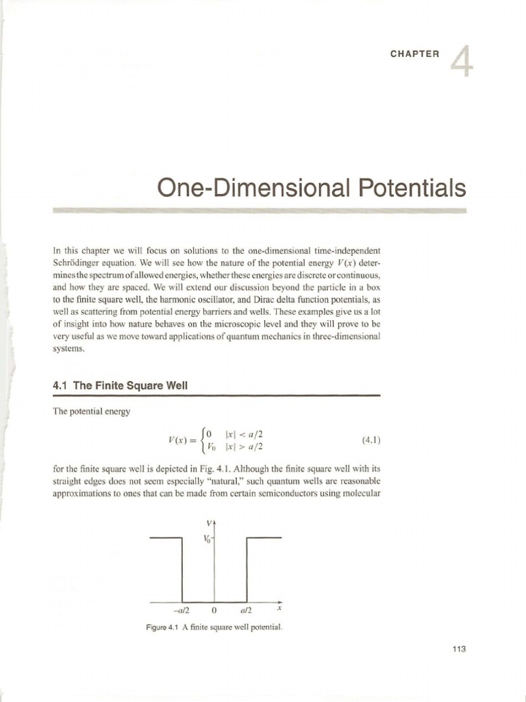 Townsend, Quantum Physics, CHAP - 4, 1DPotentials | PDF | Schrödinger ...