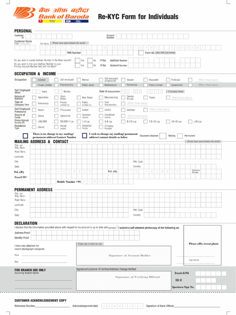 KYC Form Individual BOB 23032021 | PDF