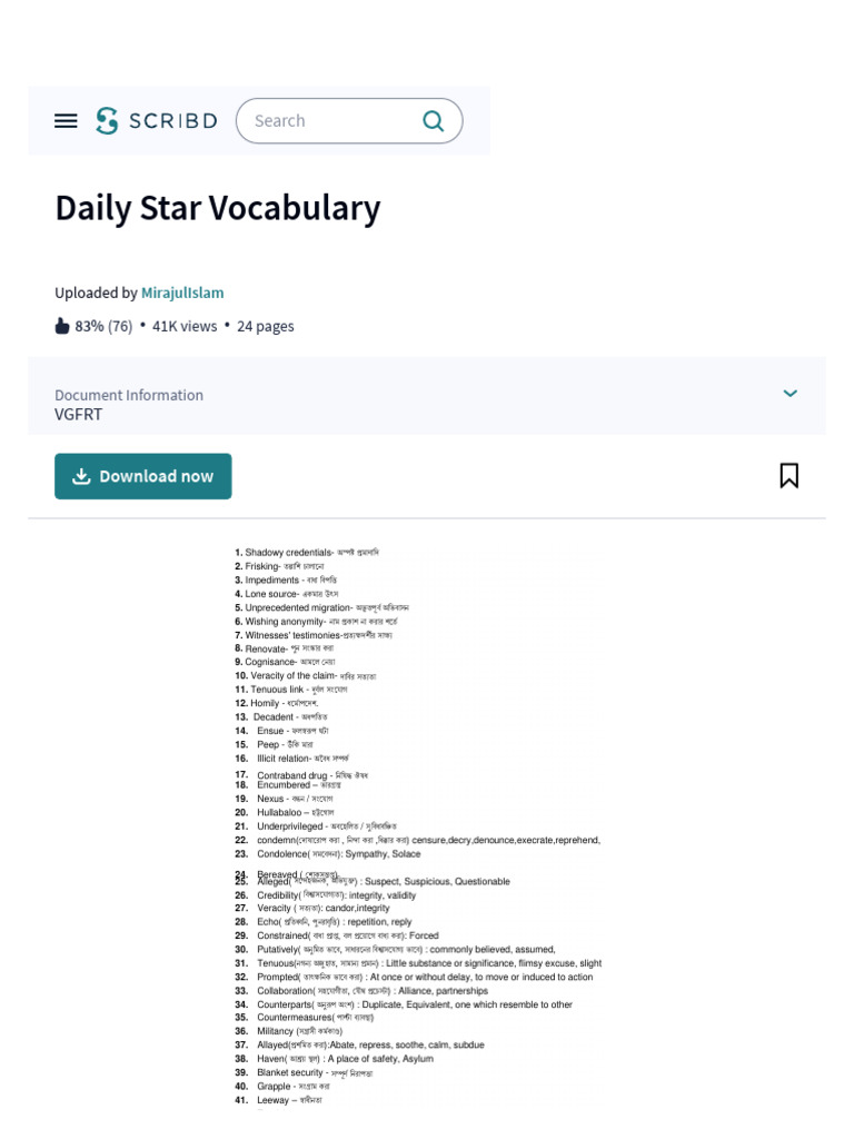 Daily Star Vocabulary - PDF | PDF