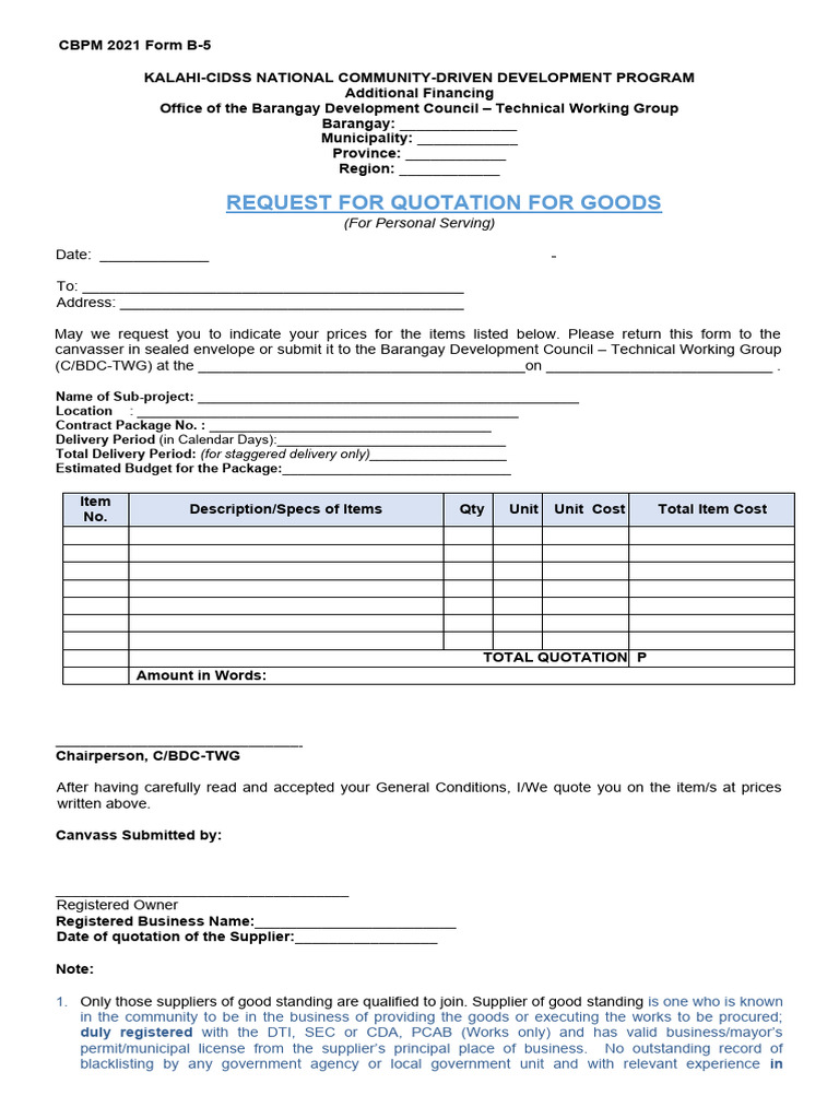 Attachment 1 - CSG - CBPM 2021 Form B-5 - Request for Quotation for ...