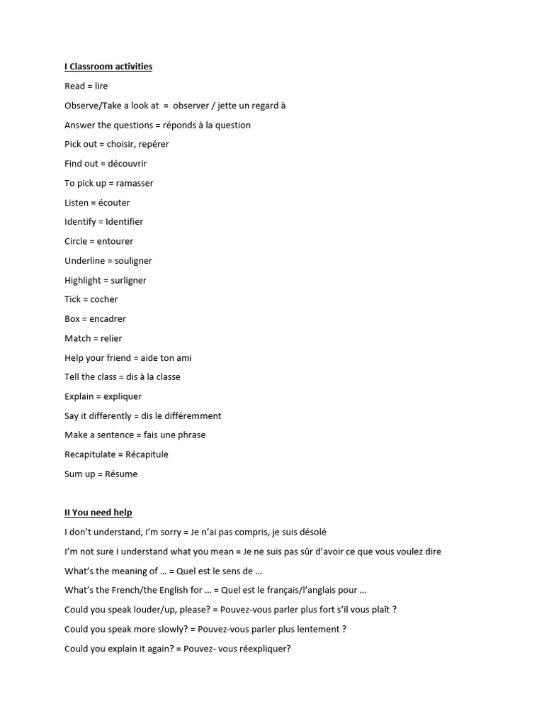 Classroom Activities | PDF