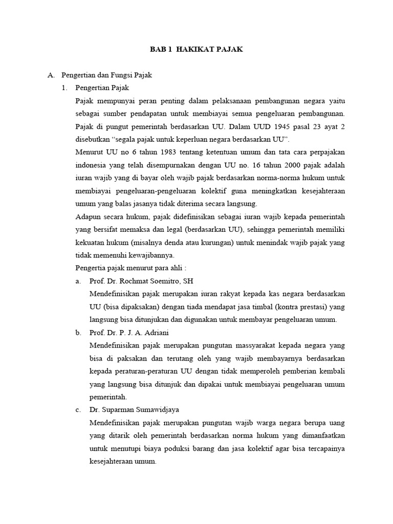 Bab 1 Hakikat Pajak | PDF