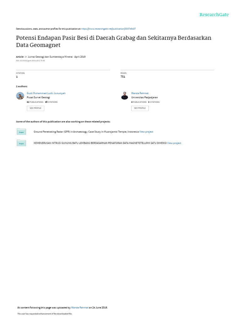 Potensi Endapan Pasir Besi Di Daerah Grabag Dan Se | PDF