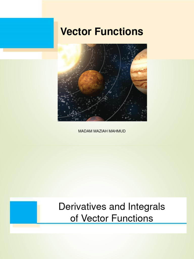 Derivative and Integral Vector Functions | PDF