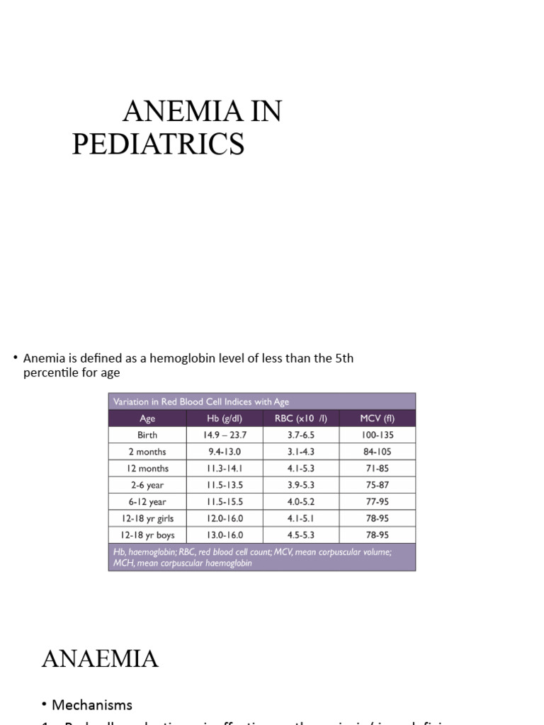 Anemia in Pediatrics | PDF