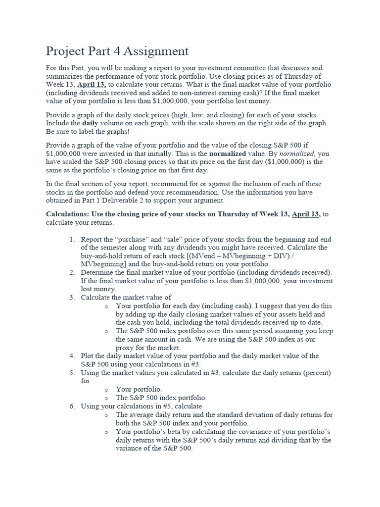 Project Part 4 Assignment | PDF