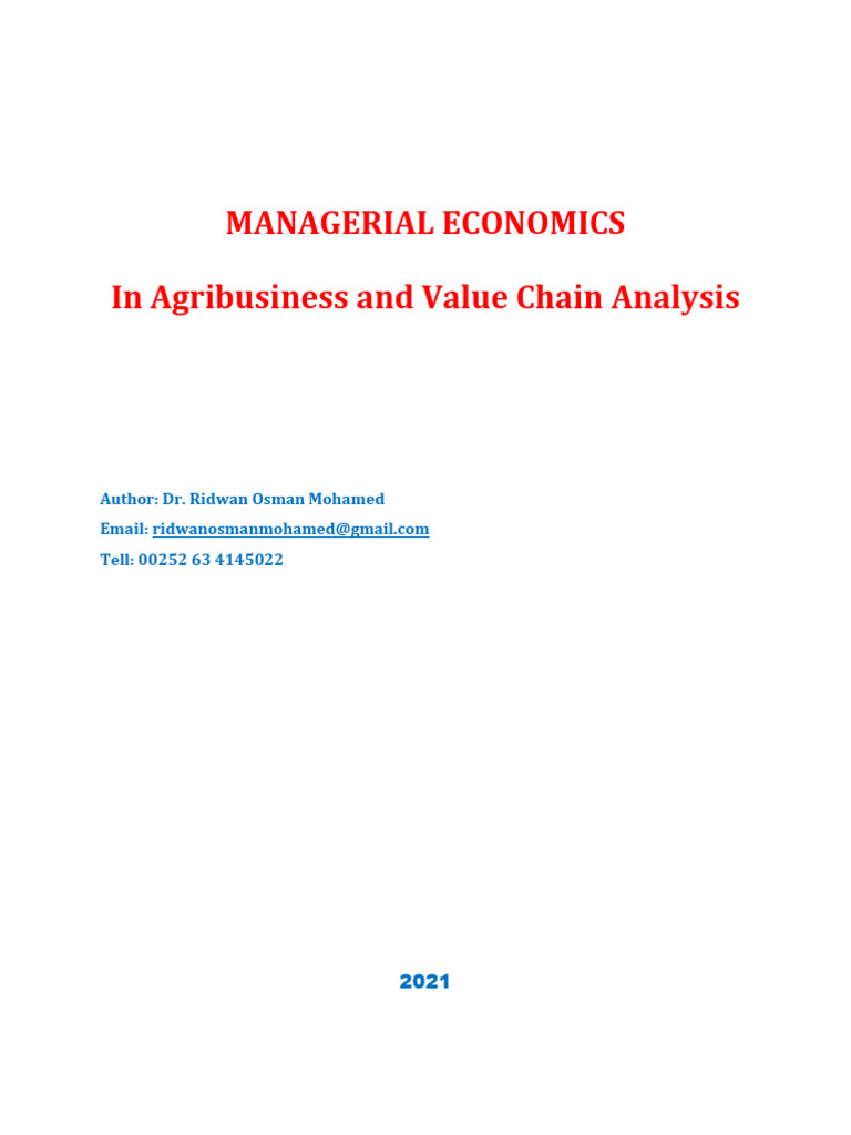 Managerial Economics in Agribusiness and Value Chain Analysis, Ridwan ...