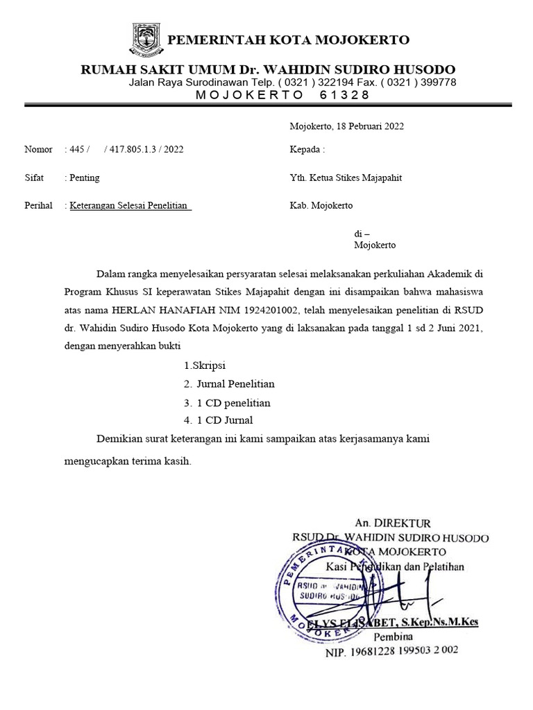Surat Penelitian Rsud | PDF
