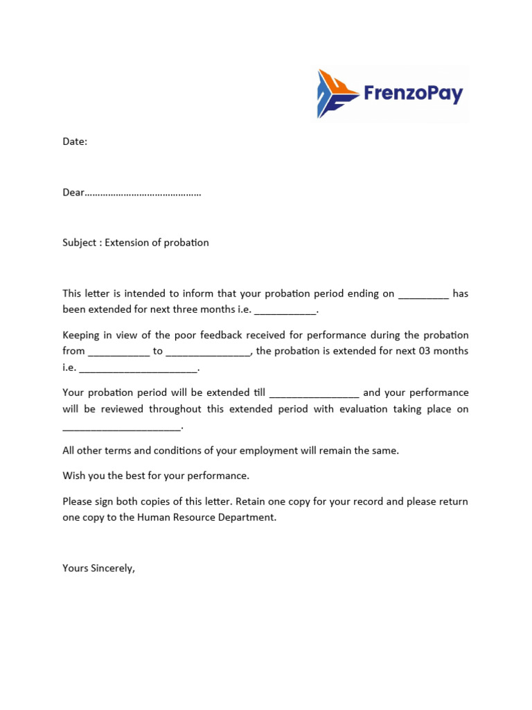 Probation Extension Notification Letter | PDF