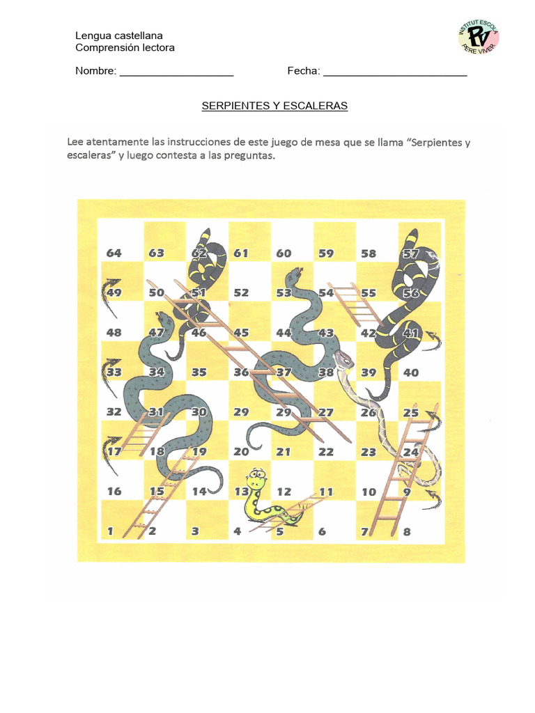 Comprensión Lectora Un Juego de Serpientes y Escaleras | PDF