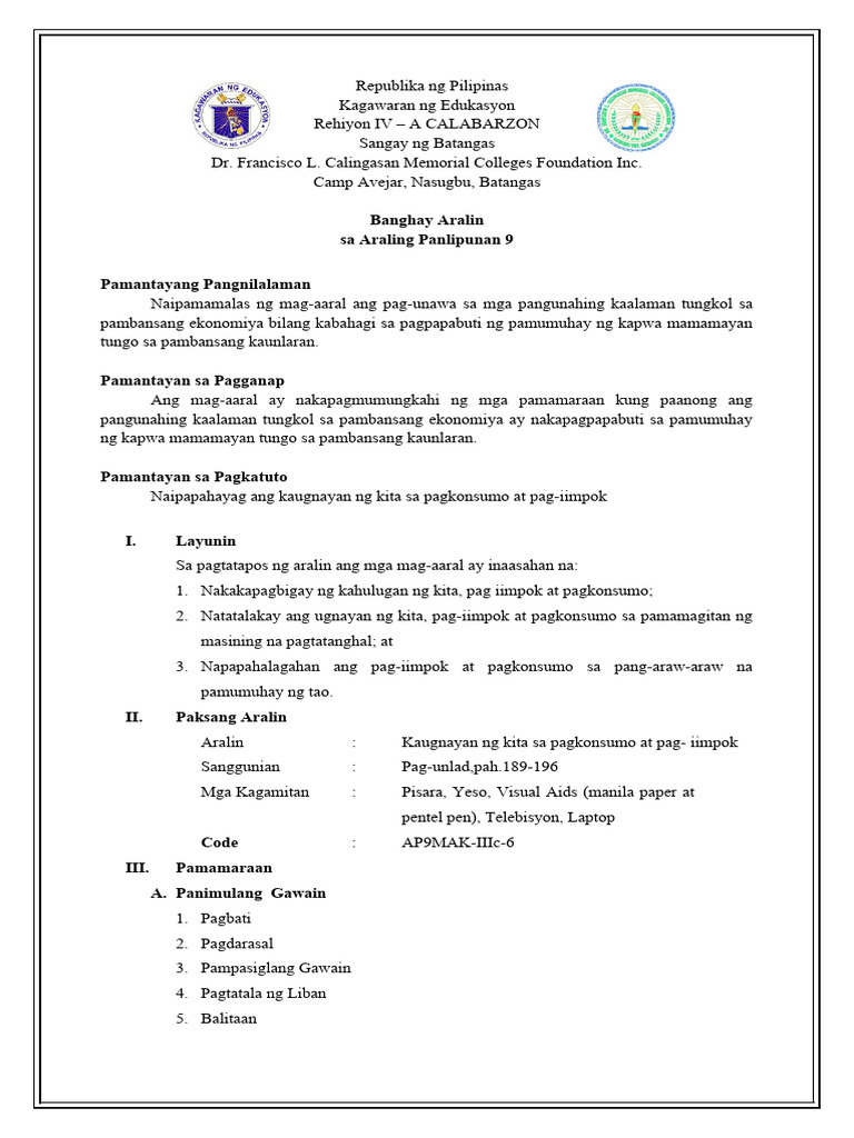 Lesson Plan Ugnayan NG Kita | PDF