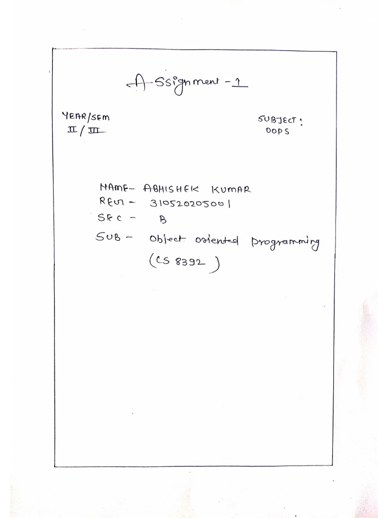 Oops Assignment 1 | PDF