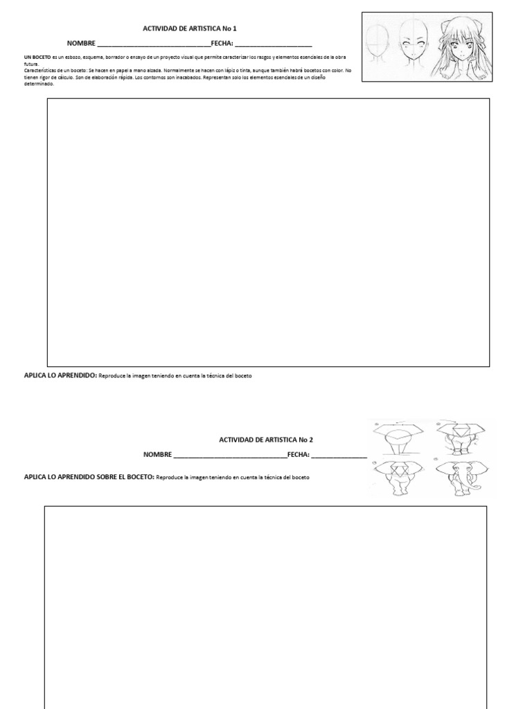 Actividad de Artistica 1 y 2. El Boceto | PDF
