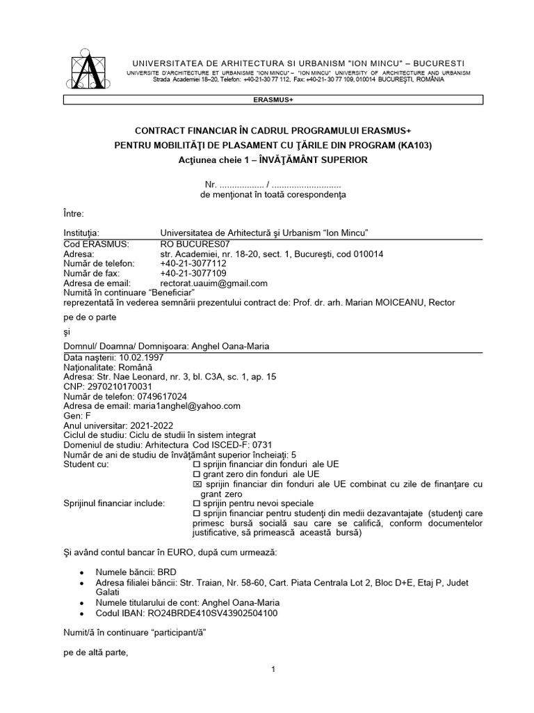 Contract-financiar-SMP-Anghel Oana | PDF