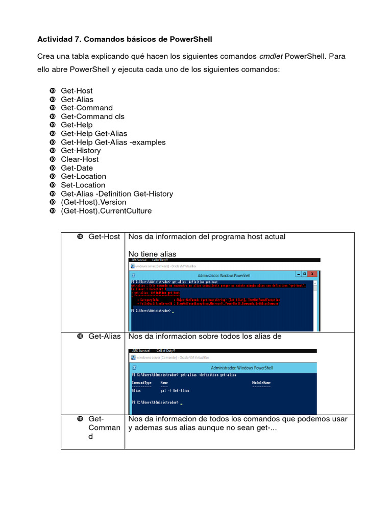 Actividad 7 - Comandos Basicos PowerShell | PDF