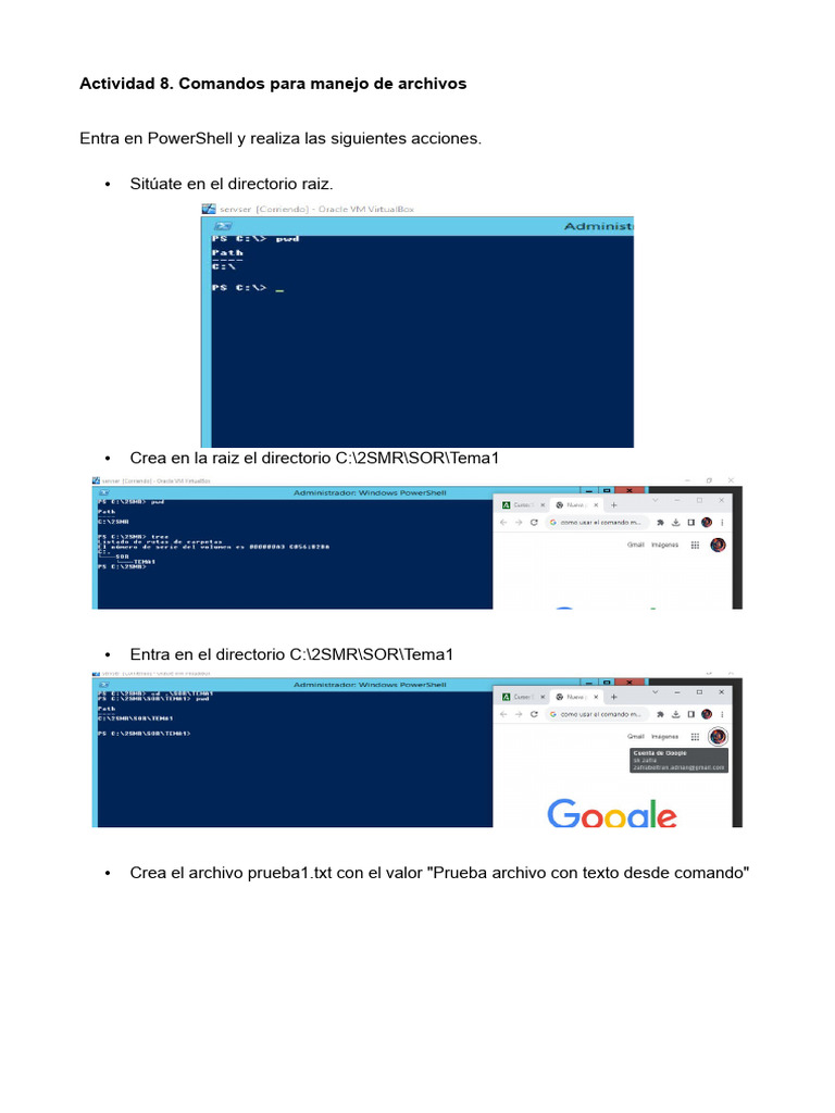 Actividad 8 - Comandos Manejo Archivos PowerShell | PDF