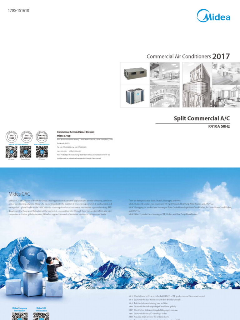 1705 1S1611 Midea Large Split AC R410A 50Hz1 | PDF