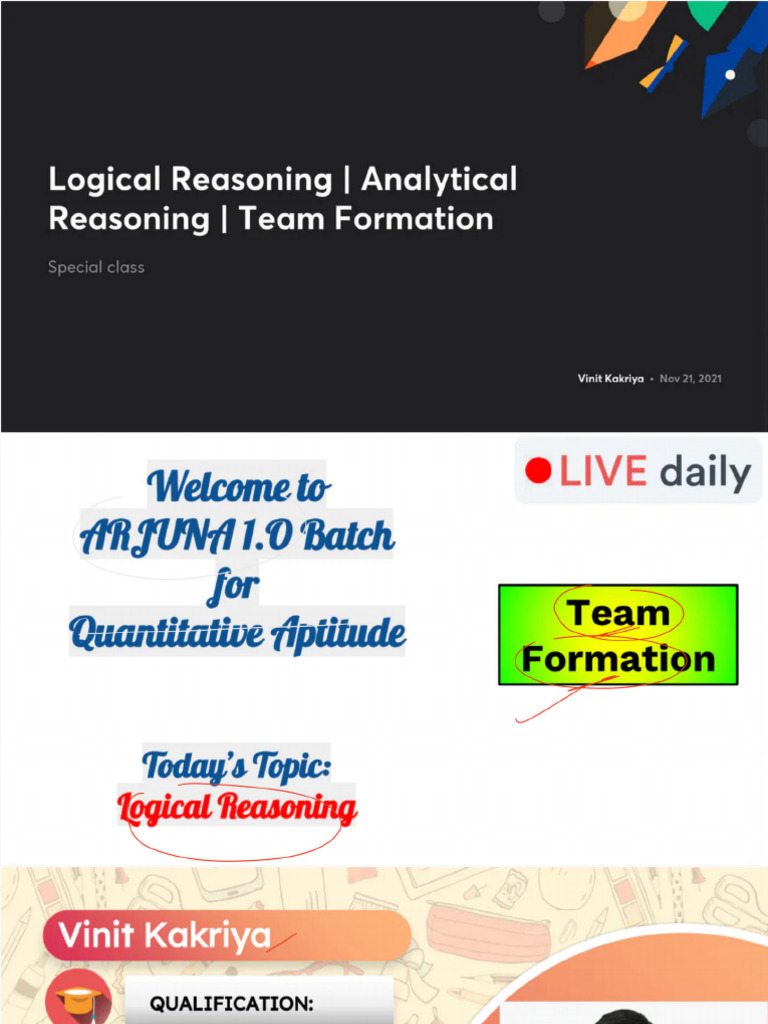 Logical Reasoning Analytical Reasoning Team Formation With Anno 1644079897386 | PDF