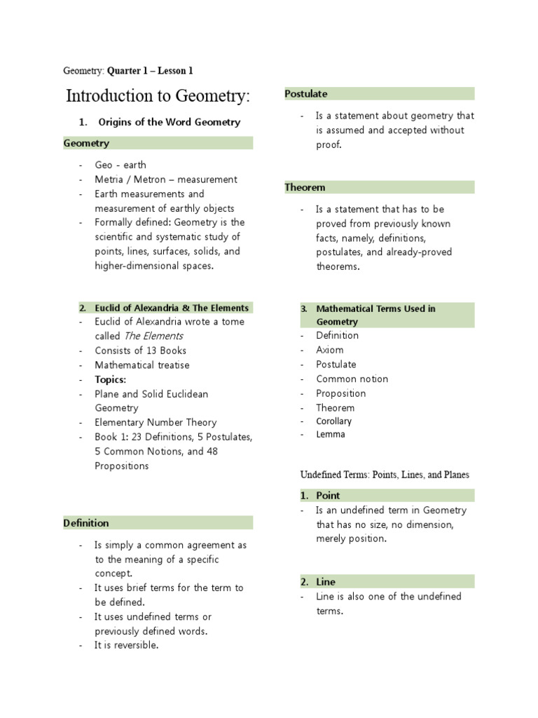 Intro to 8th Grade Geometry | PDF | Line (Geometry) | Geometry
