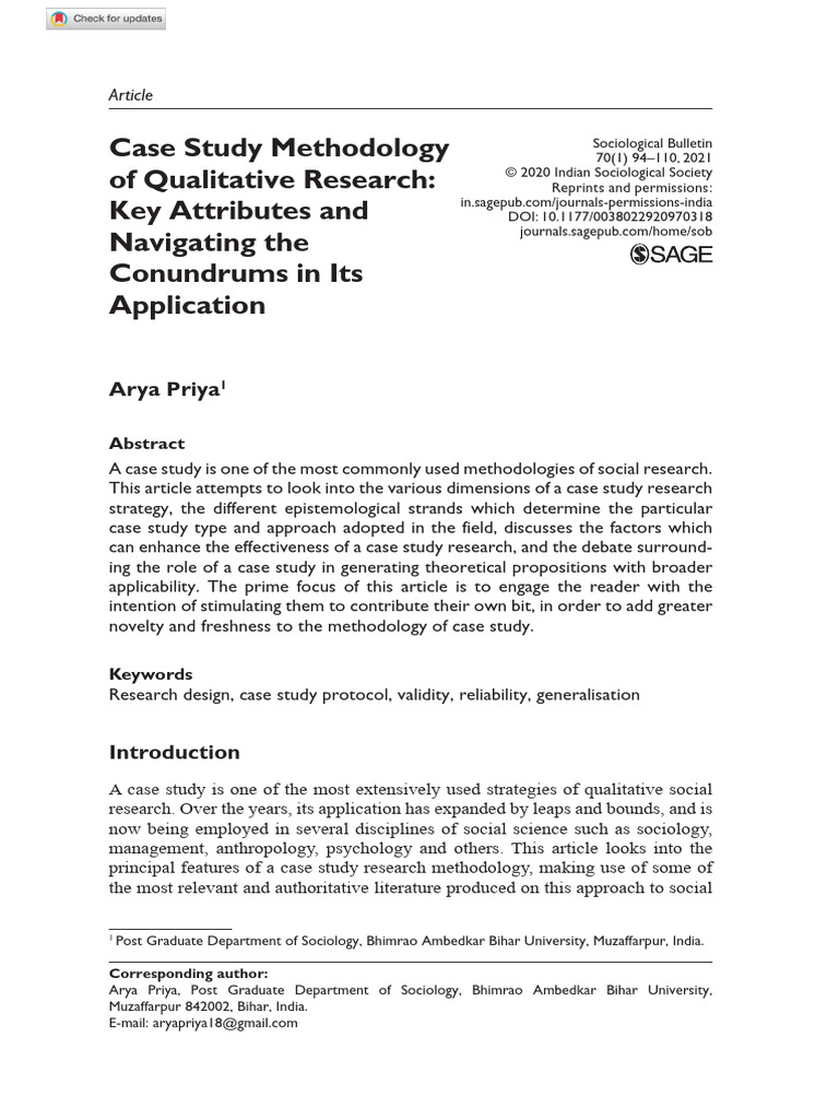 Priya 2020 Case Study Methodology of Qualitative Research Key ...