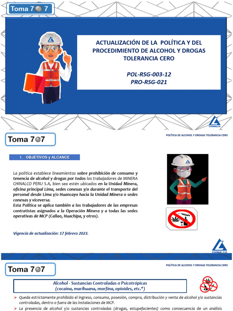 Política Y Del Procedimiento De Alcohol Y Drogas Tolerancia Cero Pdf