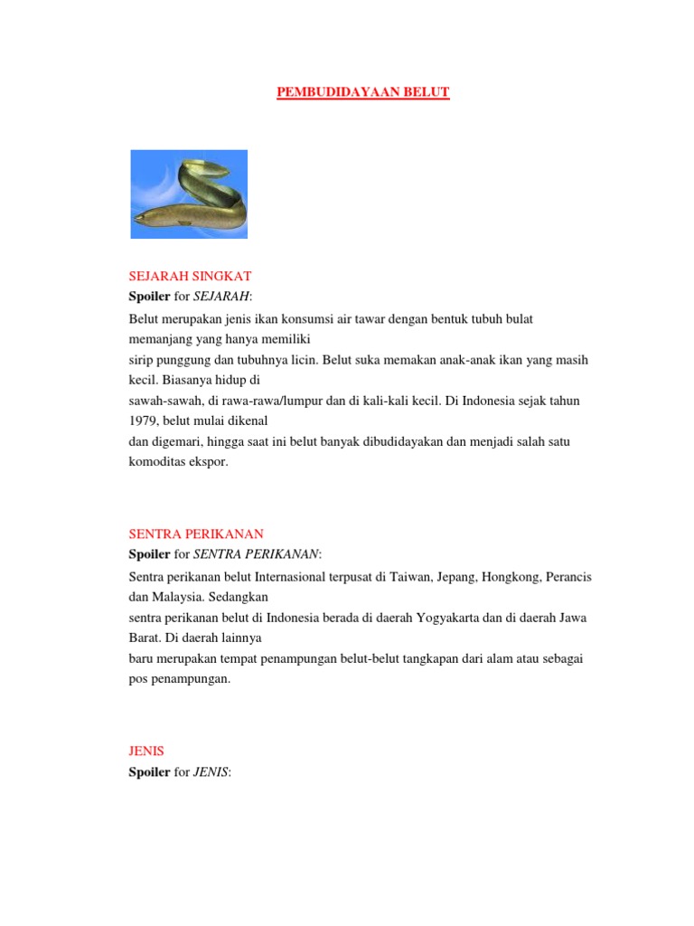 Pembudidayaan Belut | PDF