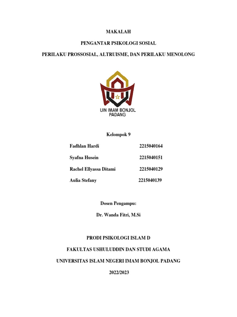 Makalah Psikologi Sosial Kel 9 PI D | PDF | Sains & Matematika