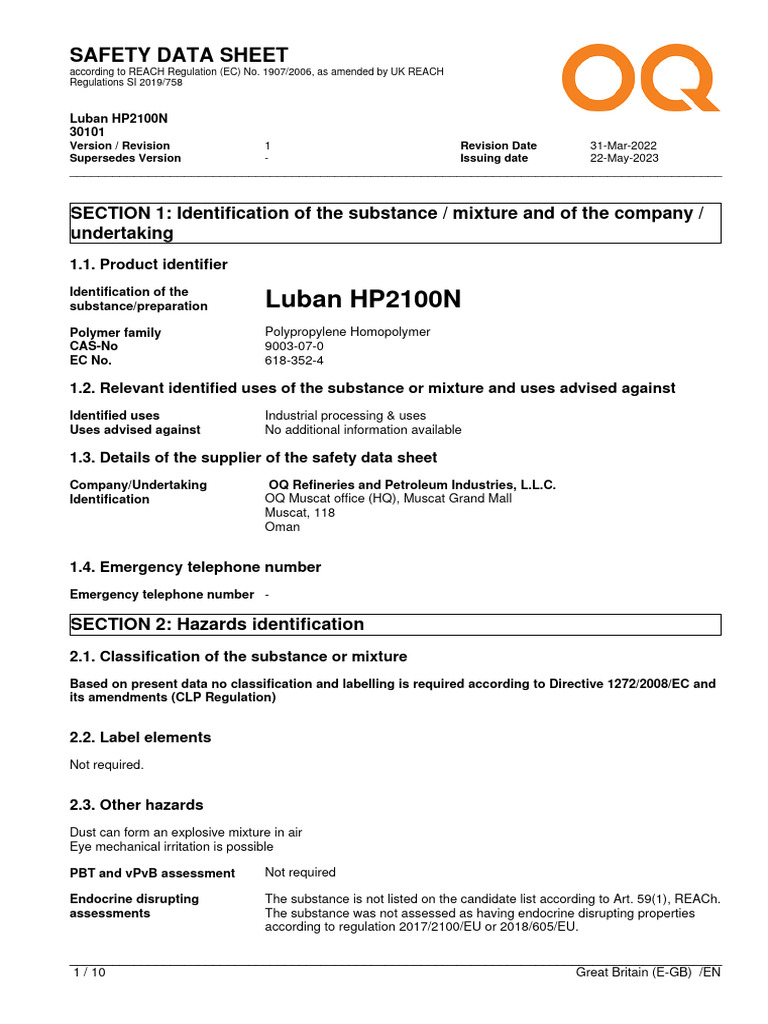 SDS HP2100N - Egb-En | PDF | Toxicity | Workplace