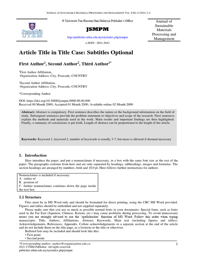 Jsmpm Template 2022-Oth | PDF