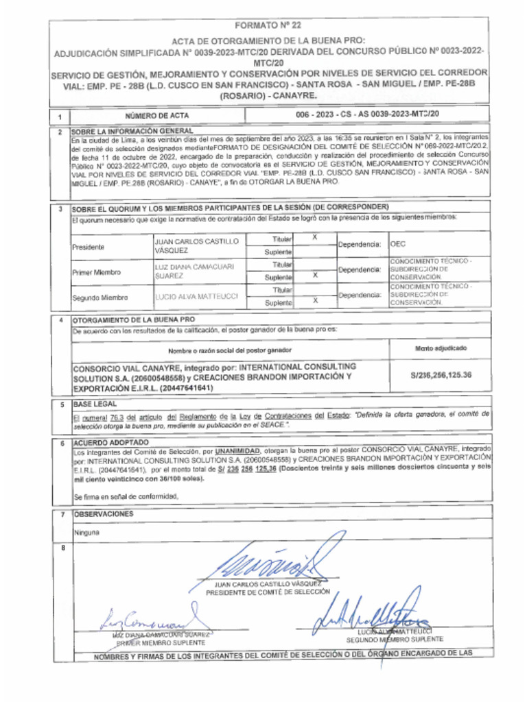 Buena Pro As 39-2023-Mtc.20 | PDF