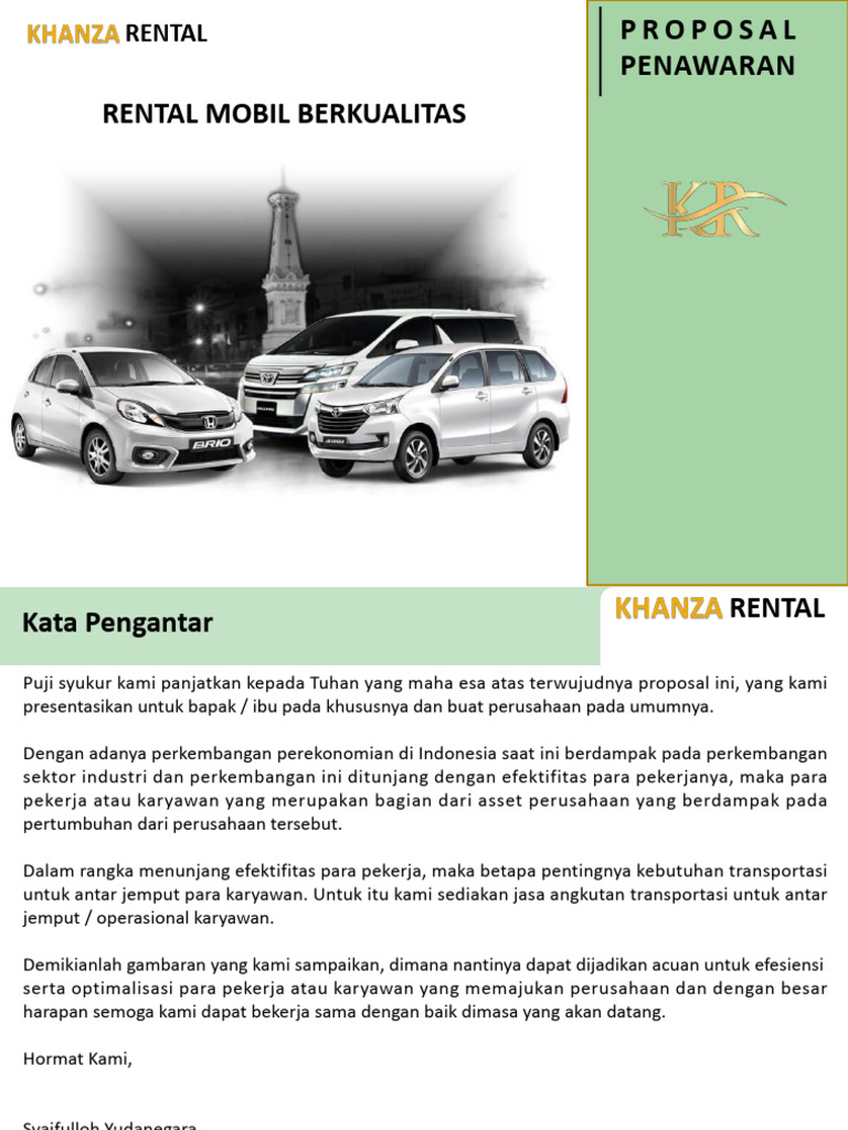 Proposal Penawaran Khanza Rental | PDF