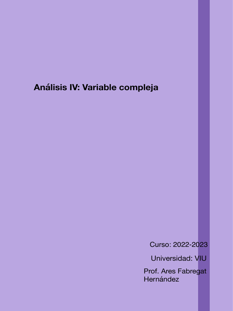 Análisis IV - Variable Compleja 2022 - 2023 | PDF