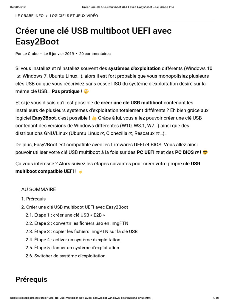 Clé USB Multiboot UEFI avec Easy2Boot | PDF
