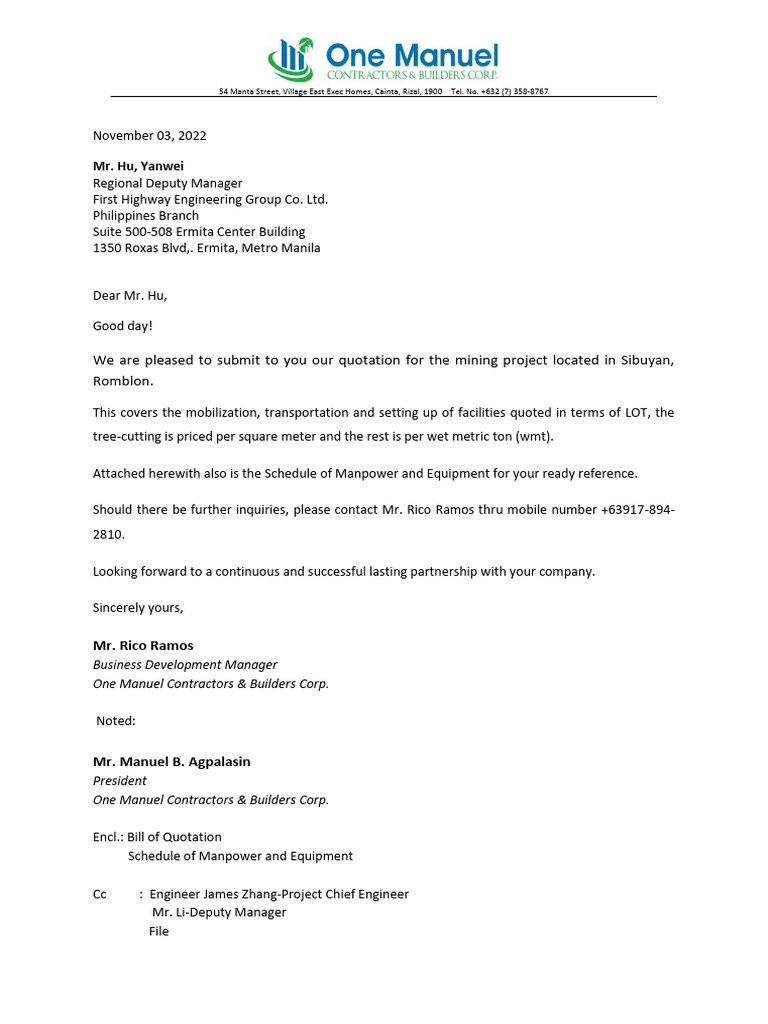 Cover Letter BOQ | PDF