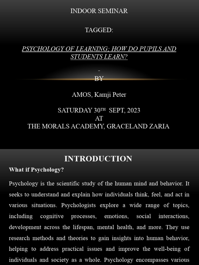 Psychology of Learning | PDF