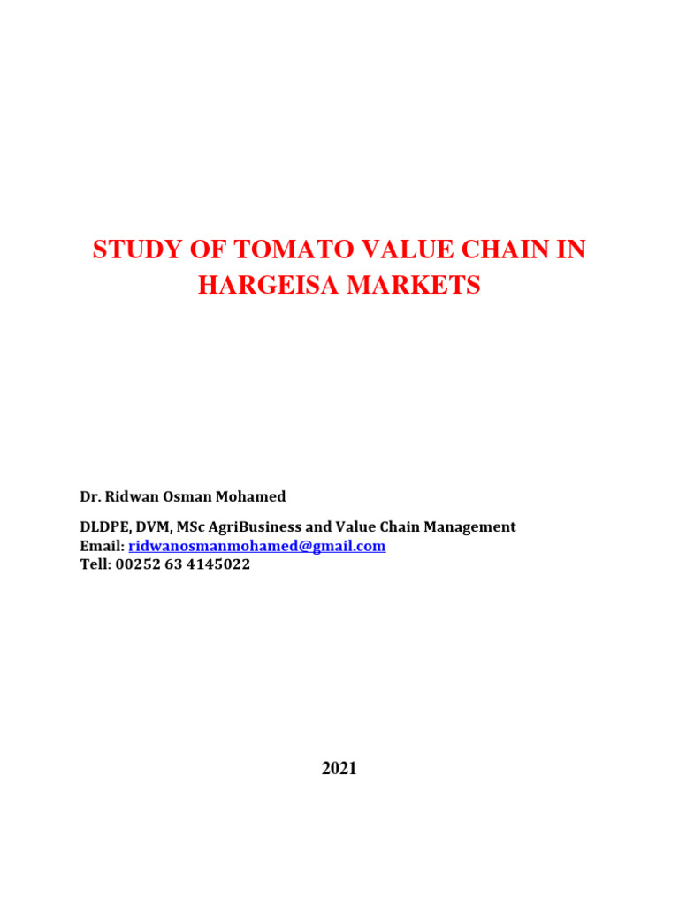 Tomato Value Chain On Hargeisa, Ridwan Osman Mohamed | PDF