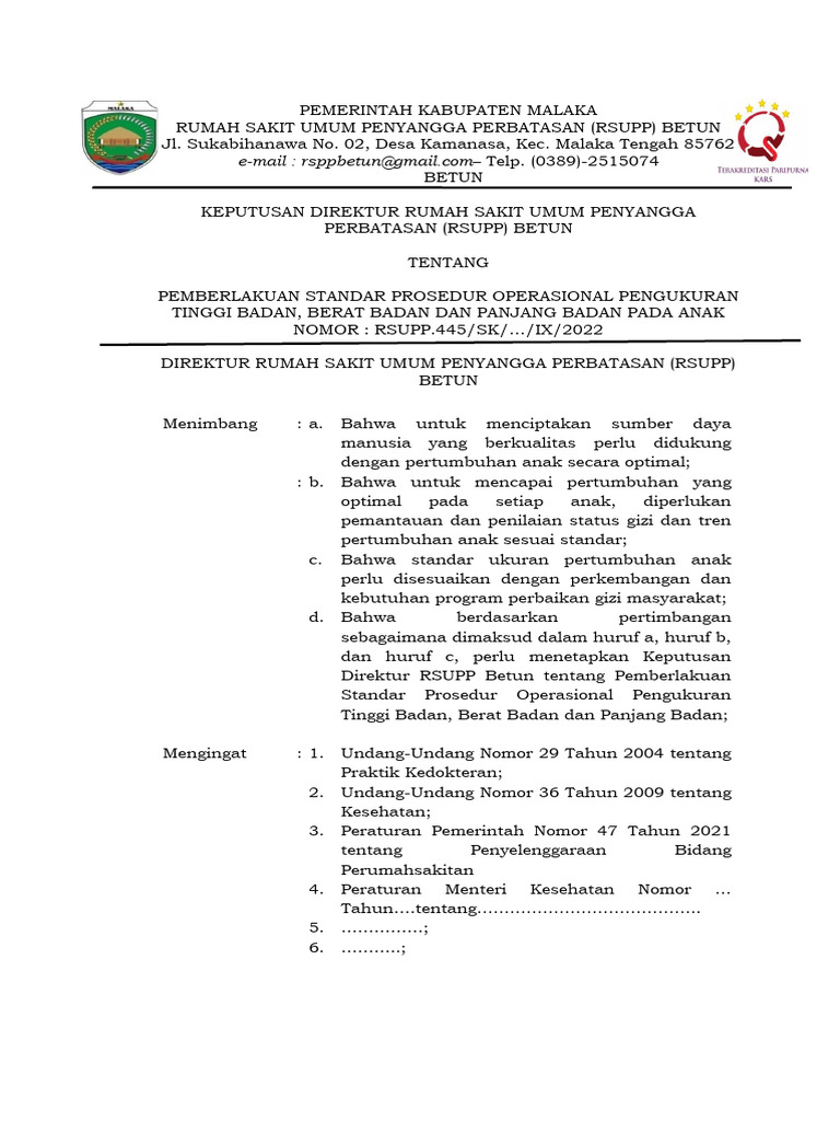 SK Pengukuran TB PB BB | PDF